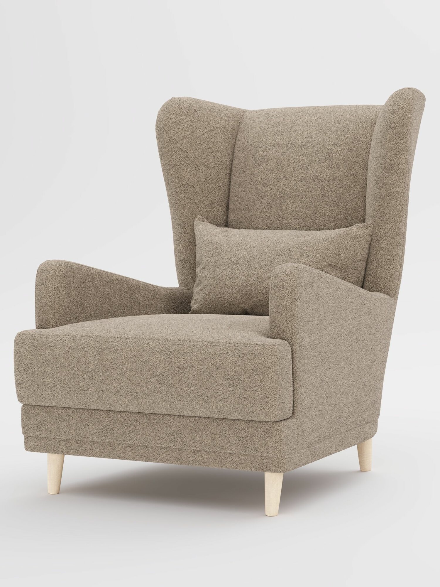 Кресло мягкое для дома, отдыха в гостиной Марсель от W&B, искусственный мех, цвет: светло-коричневый