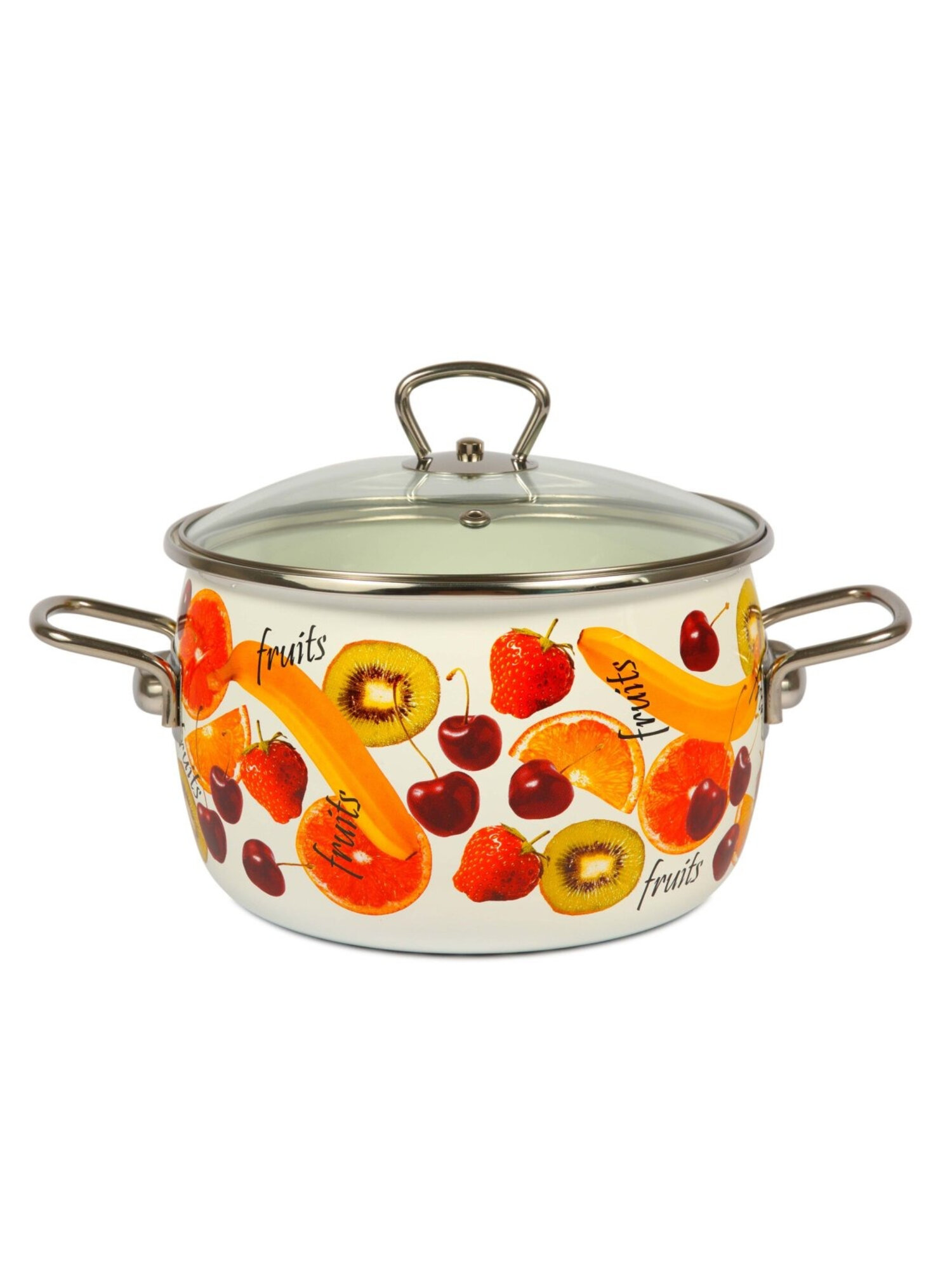 Кастрюля сталь, эмалированное покрытие, 3 л, с крышкой, Vitross, Fruits, 1SA205S/1SС185S