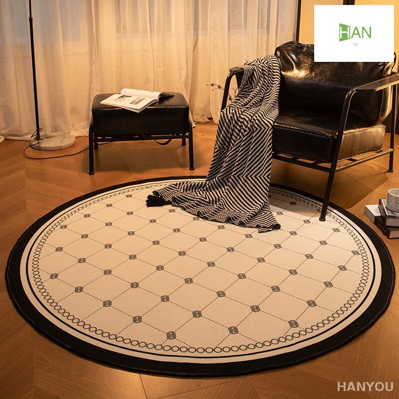 Эксклюзивный винтажный ковер круглой формы диаметром 100 см для вращающегося кресла в стиле французского кантри с