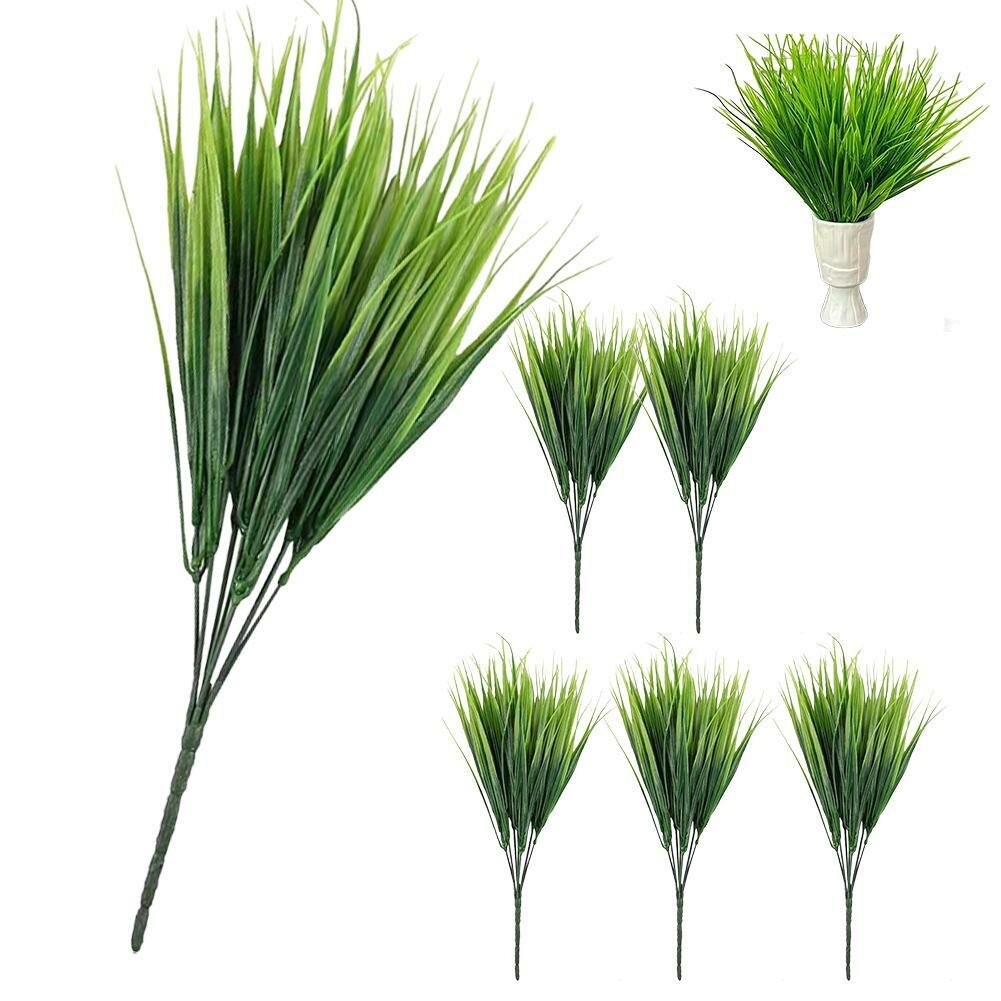 6шт Искусственных растений на открытом воздухе, поддельная Пшеничная трава