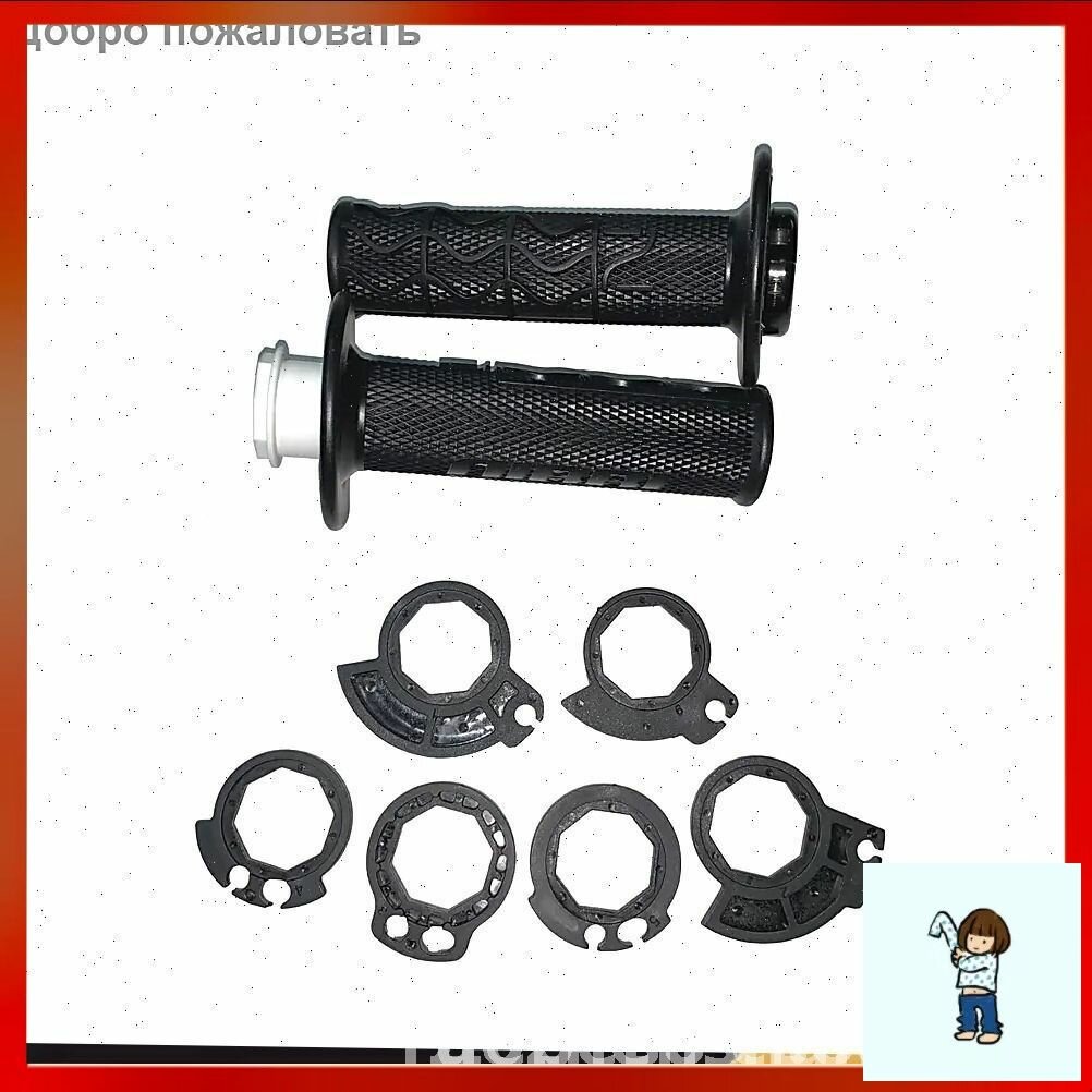 Ручки газа (грипсы) NIBBI Lock-on черные, силиконовые грипсы для мотоцикла — для Honda, KTM, Yamaha, Kawasaki, Suzuki, Husqvarna, GR7/GR8