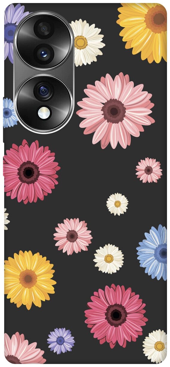 Матовый чехол Gerberas для Honor 70 / Хонор 70 с 3D эффектом черный