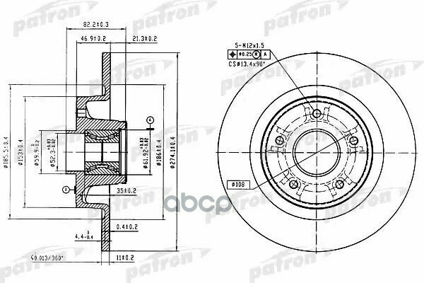 Диск тормозной задн c подшипником и магнитным кольцом сенсора ABS (1 шт.) RENAULT: GRAND SCENIC 09-, GRAND SCENIC 04-, LAGUNA.