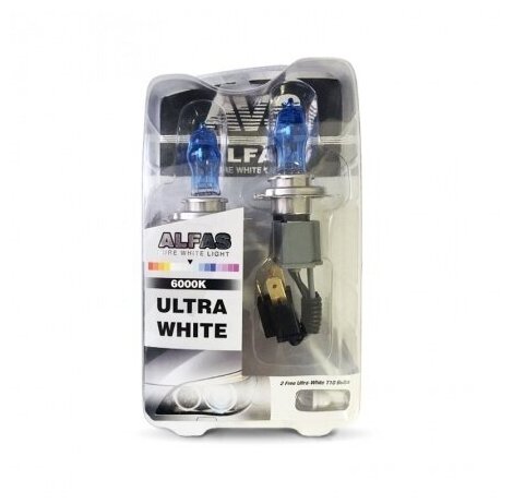 Газонаполненные лампы AVS ALFAS Pure-White 6000К H4 12V 75/85W, комплект 2+2 (T-10) шт.
