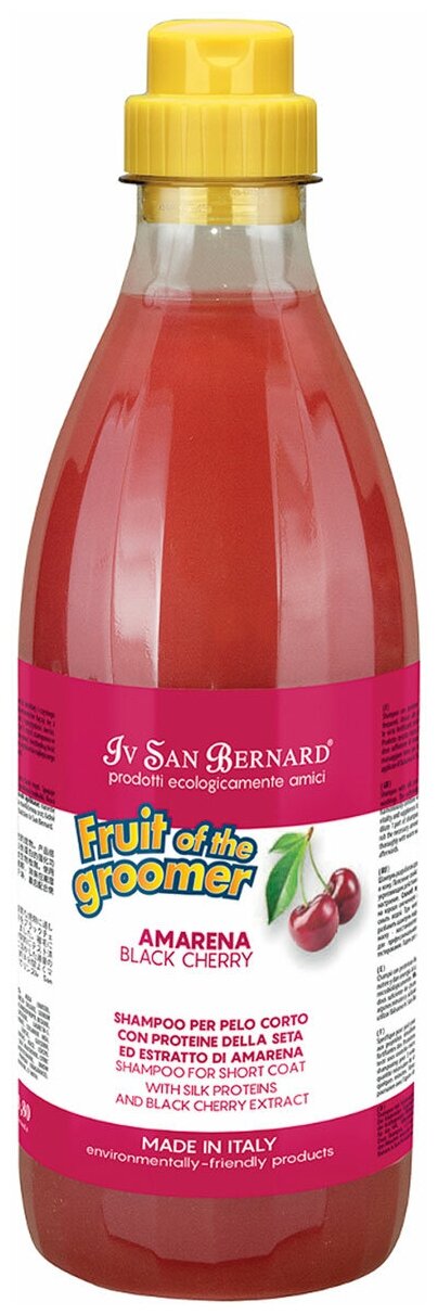 ISB FRUIT OF THE GROOMER BLACK CHERRY SHAMPOO Ив Сан Бернард шампунь Черная вишня с протеинами шелка для короткошерстных собак и кошек (1 л)