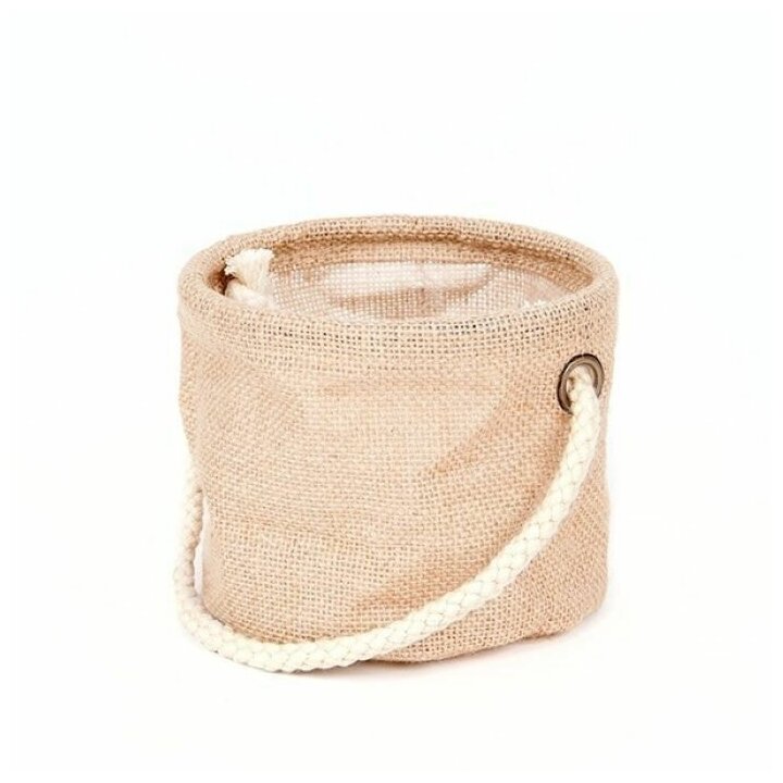 Кашпо из ткани с верёвочной ручкой для дома 15см*14см