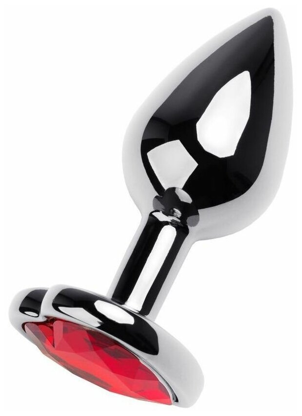 ToyFa Анальная втулка Metal с кристаллом-сердцем 717016/717013, D: 2.7 см, L: 7 см, серебристый/красный