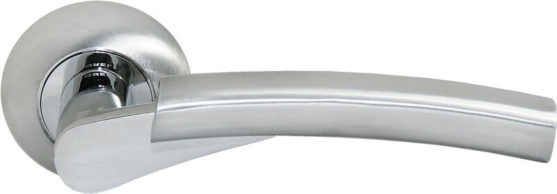 Ручка дверная Morelli MH-19 SС/CP матовый хром/хром, ручки для межкомнатных дверей на круглой накладке комплект