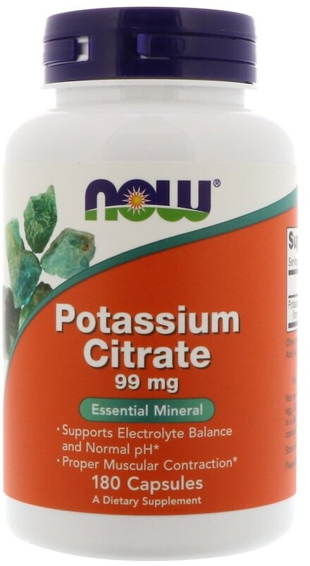 Potassium Citrate 99 мг (Цитрат калия) 180 капсул (Now Foods)