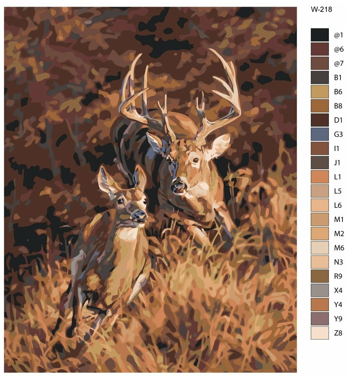 Картина по номерам W-218 "Резвящаяся пара оленей" 40х50