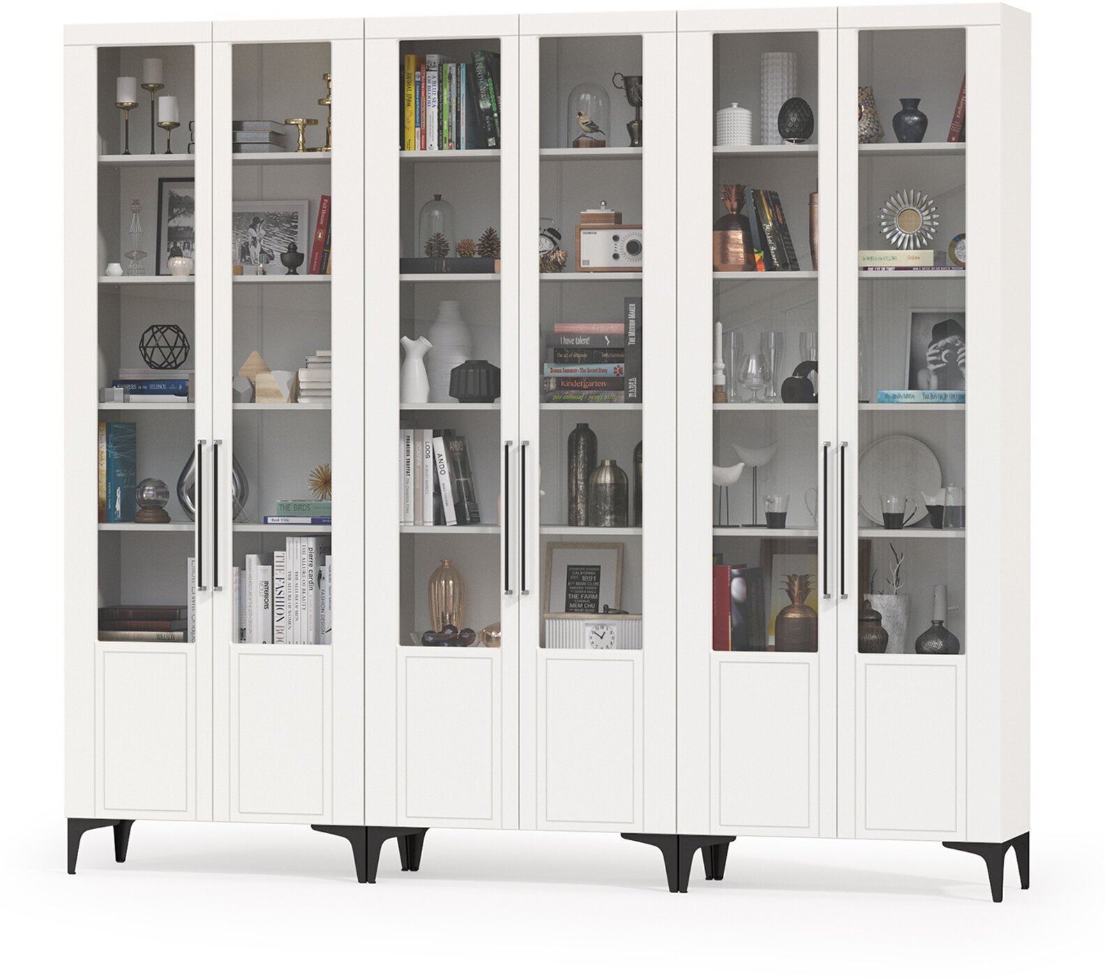 Библиотека Валенсия № 127, цвет белый шагрень, ШхГхВ 252,3х38,1х225,2 см.