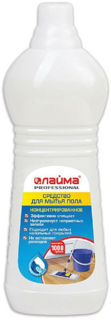 Средство для мытья пола 1 кг, лайма PROFESSIONAL концентрат, "Морской бриз", 602297