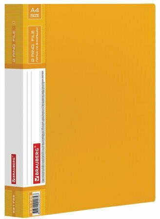 5 шт. Папка на 2 кольцах BRAUBERG "Contract", 35 мм, желтая, до 270 листов, 0,9 мм, 221795