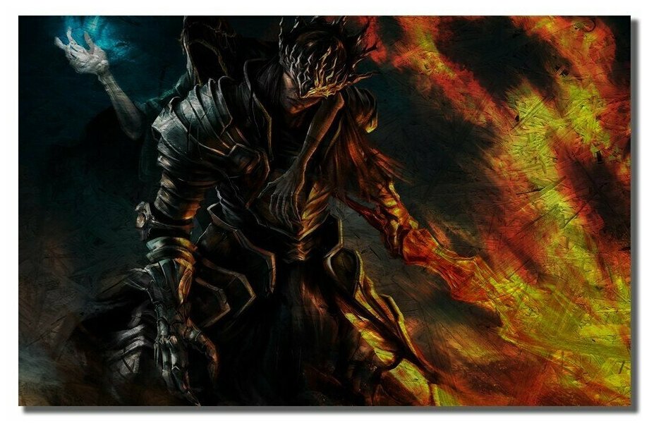 Картина интерьерная на рельефной доске, рисунок игра Dark Souls - 6784 Г