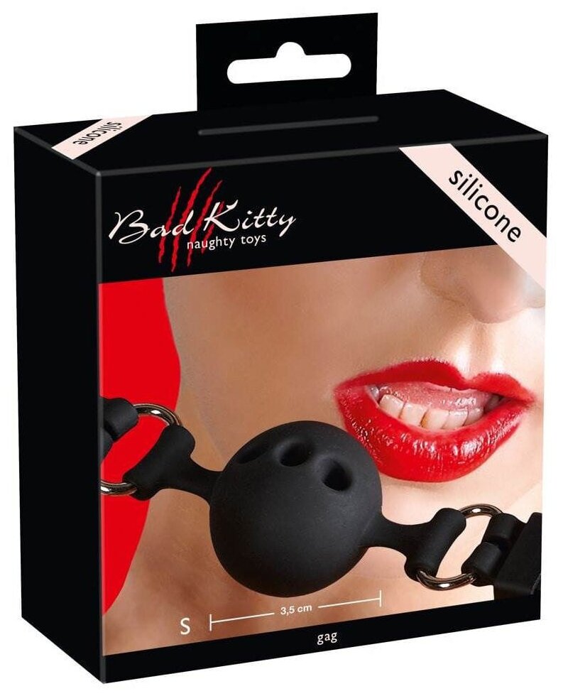Bad Kitty Кляп-шар с отверстиями для дыхания S (24915751001), черный