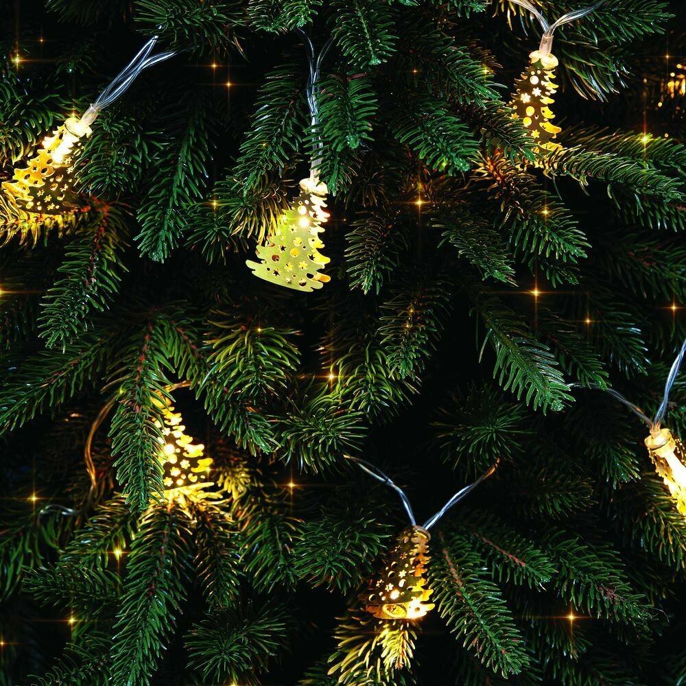 Гирлянда на елку уличная новогодняя светодиодная длина 1,5 метра на батарейках Golden Lights золотистая