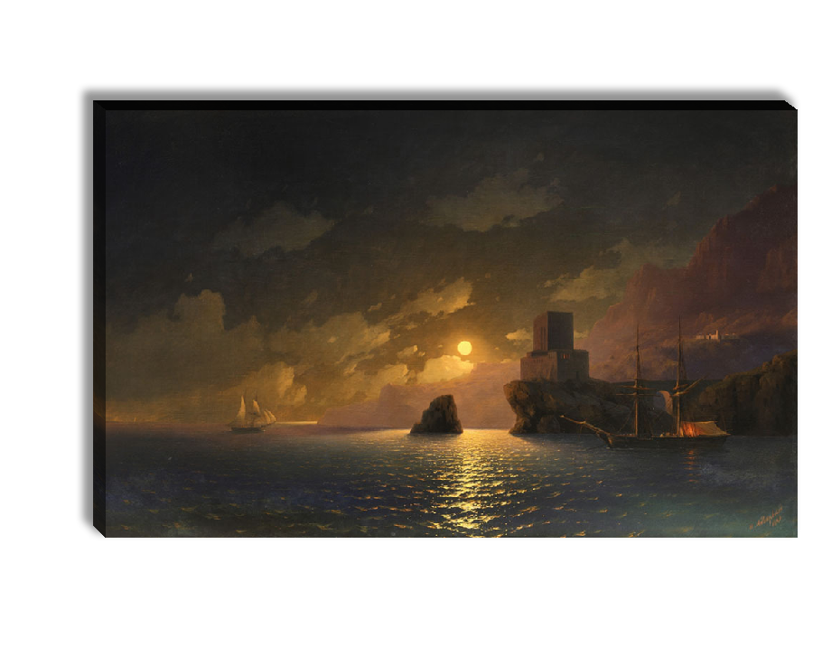 Картина для интерьера "Лунная ночь", Айвазовский И. К. (80х50 см / на подрамнике)