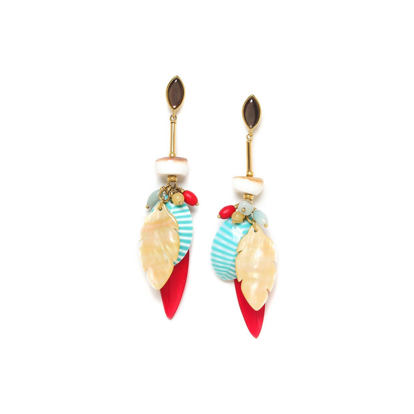 Серьги с подвесками NATURE BIJOUX, ракушка, говлит, халцедон, жадеит, перламутр