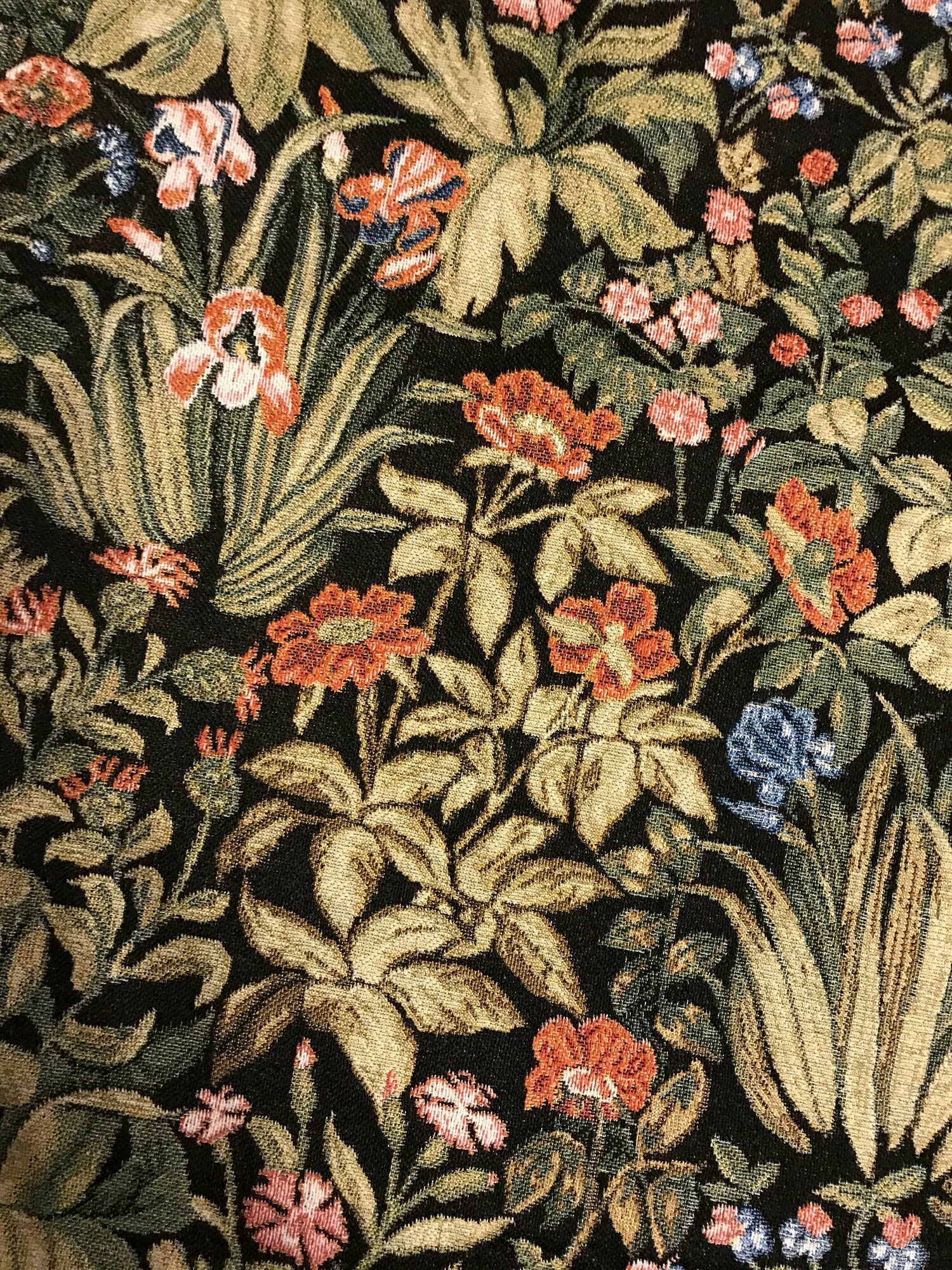 Гобелен, гобеленовая ткань 170х50 см / У. Моррис, "Голубой ирис"