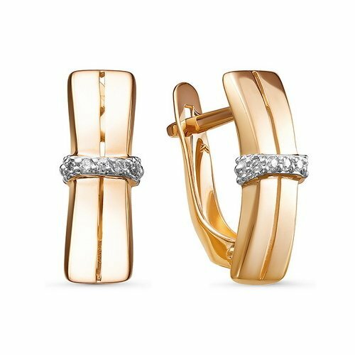 Серьги, золото, 585 проба, фианит