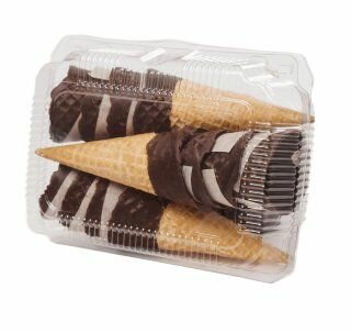 Вафельные рожки для мороженого ванильные и хрустящие. Стандарт 150 глазированный с ровным краем 12шт