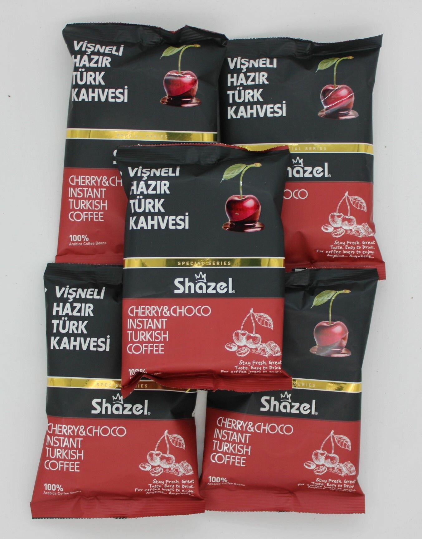 Молотый турецкий кофе Shazel со вкусом вишня для заваривания в чашке 5шт по 100г