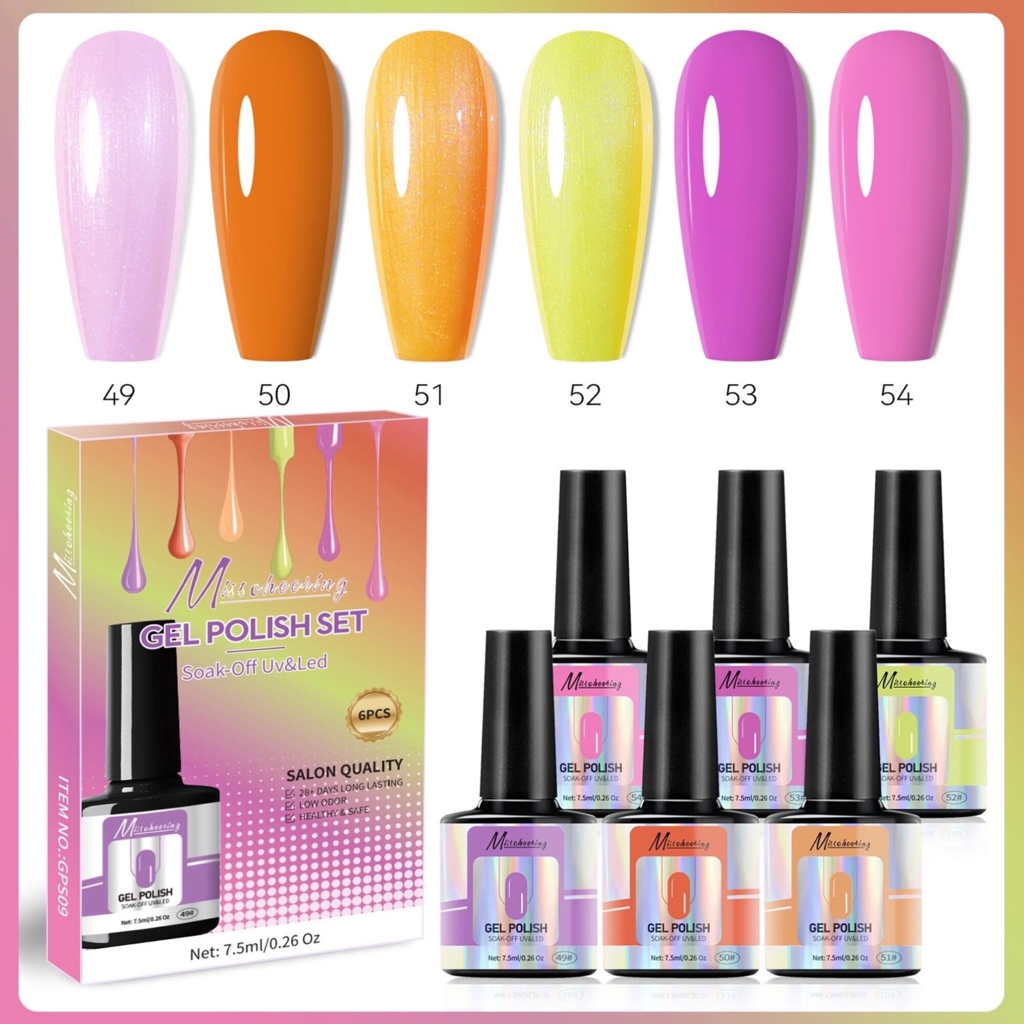 Гель лак набор из 6 цветов