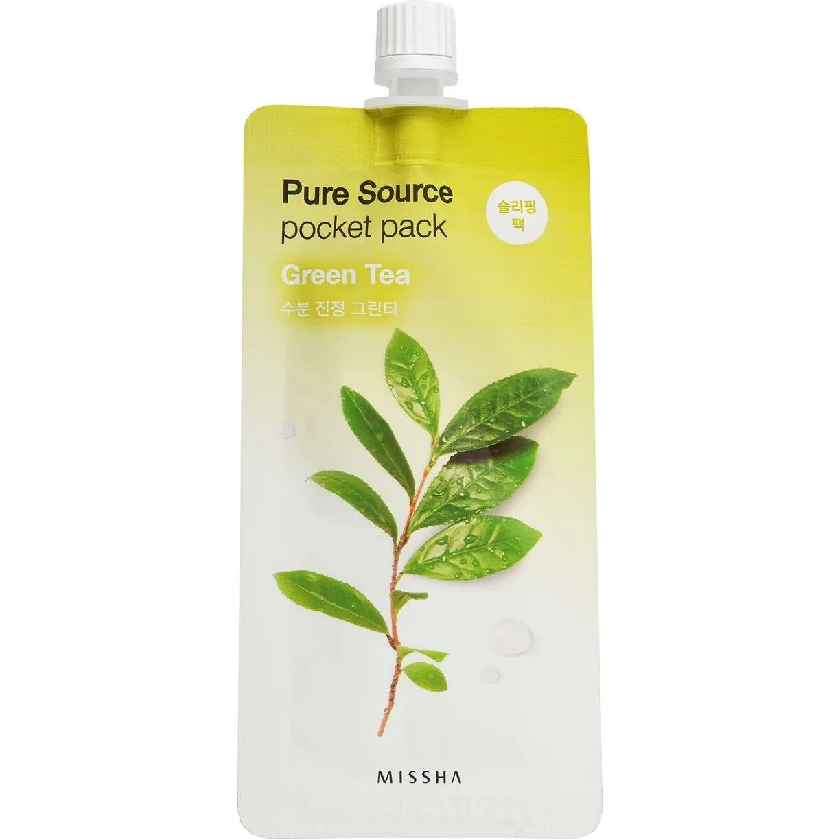Маска для лица MISSHA "Pure Source", Pocket pack, кремовая, ночная, с экстрактом зеленого чая, 10 мл