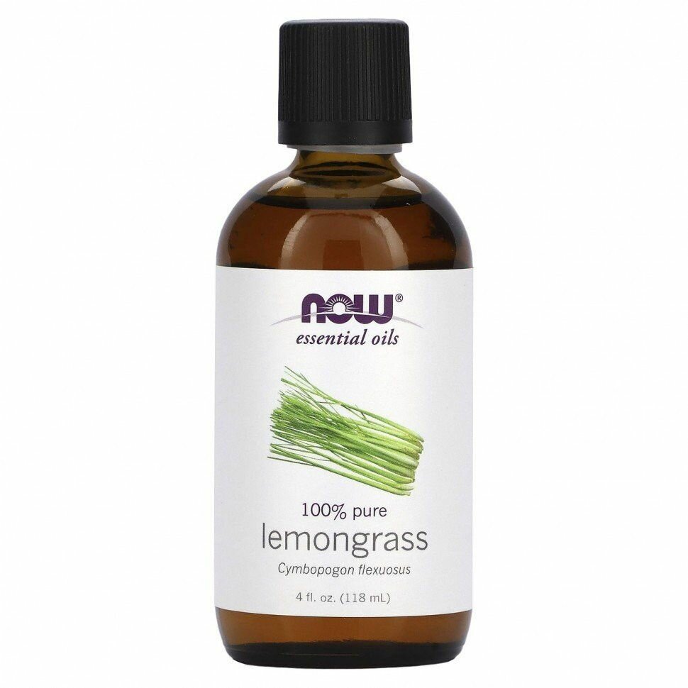 Now Foods, Lemongrass, эфирное масло лемонграсса, 118 мл