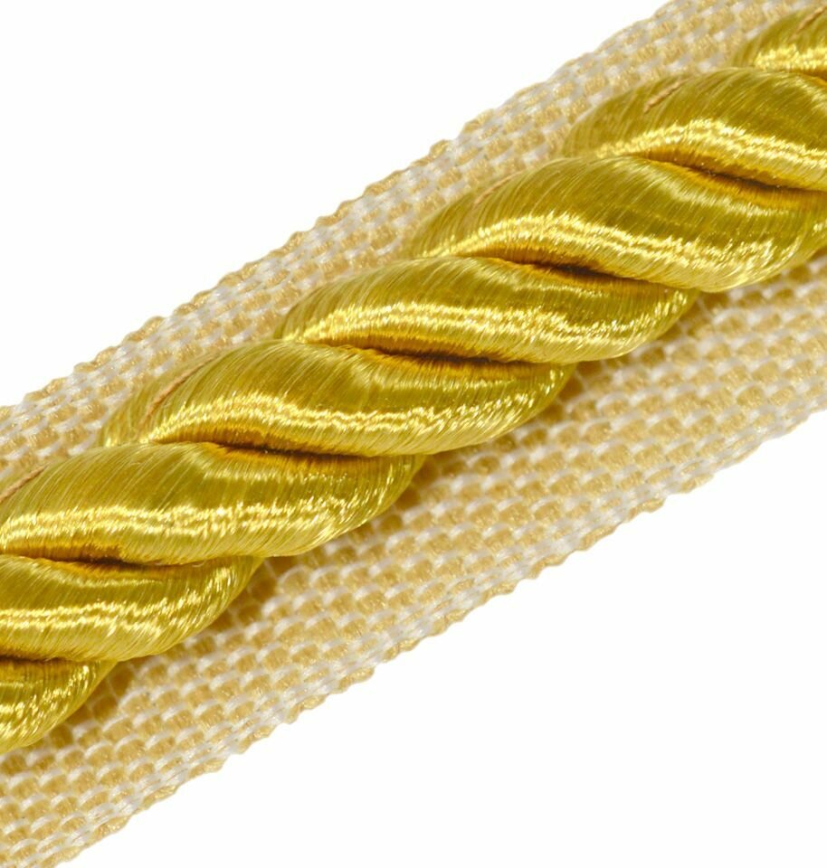Кант мебельный с тесьмой 8 мм, 5 метров, золото / Шнур витой отделочный