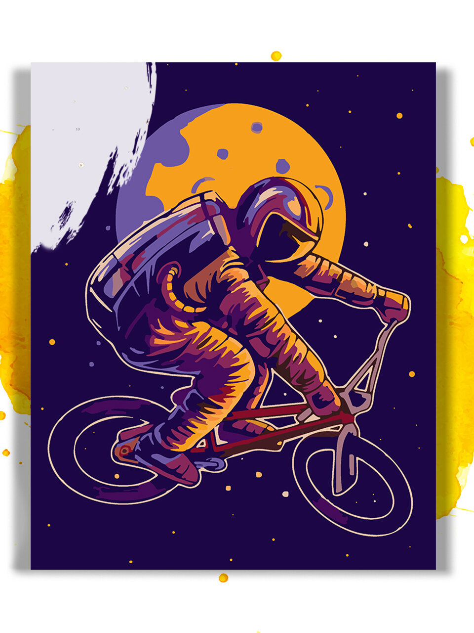 Картина по номерам на холсте Космонавт на BMX 2, 40 х 60 см