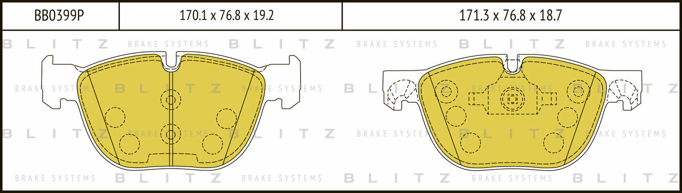 Blitz колодки тормозные дисковые передние bb0399p