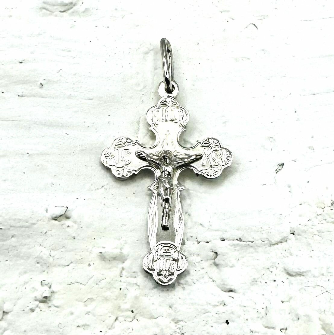 Крестик, серебро, 925 проба, родирование