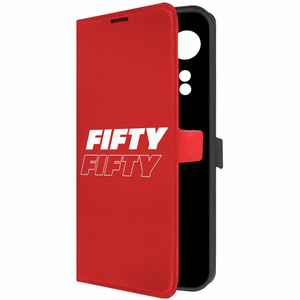Чехол-книжка Krutoff Eco Book для Oppo A58 4G Fifty Fifty (Фифти-Фифти) (красный)