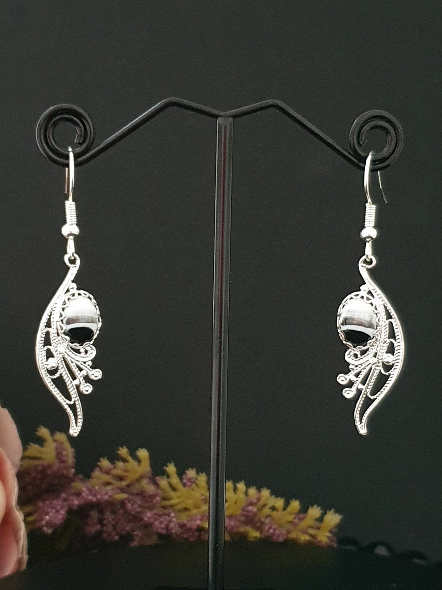 Серьги с подвесками, эмаль