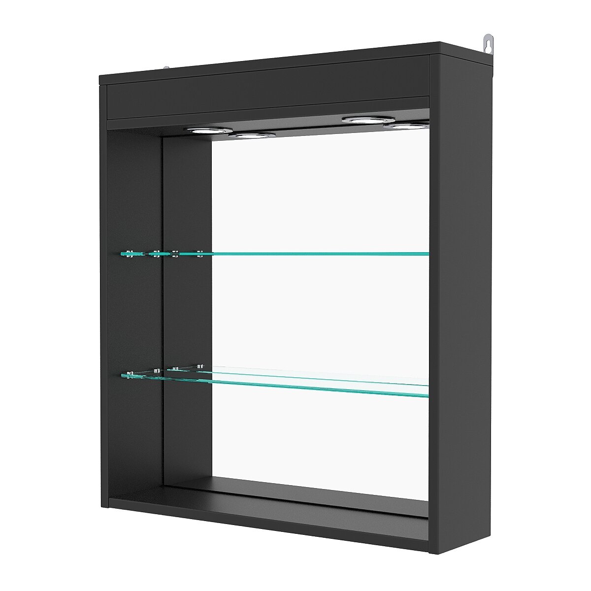 Витрина настенная №1-4Г с зеркалом и с подсветкой, Черный. Производитель товара - компания Westcom.