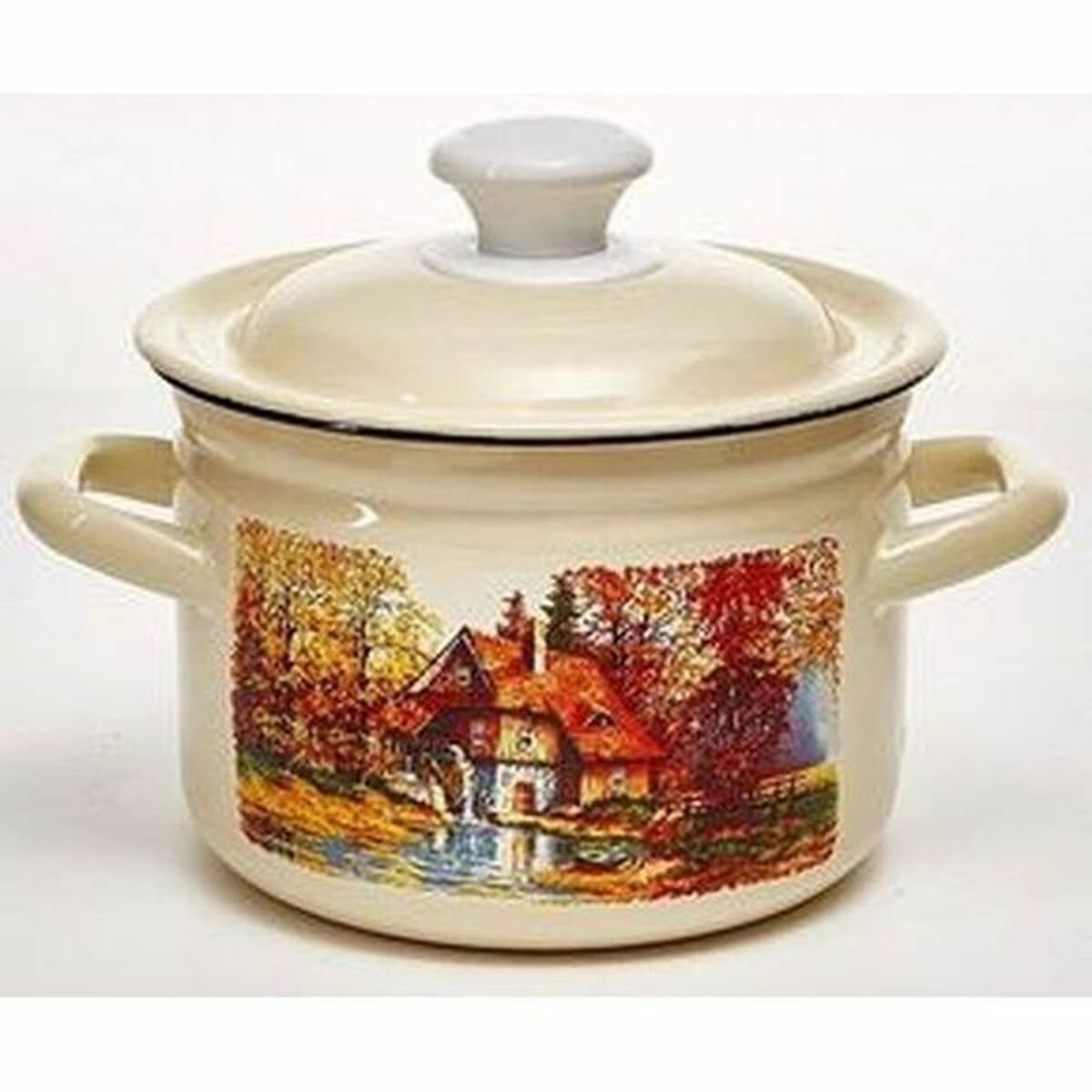 Кастрюля 2,0л с рисунком Старая мельница (слоновая)
