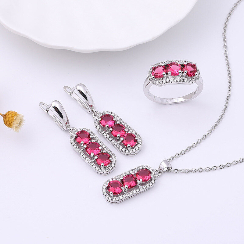 Комплект бижутерии Kaidimei: колье, серьги, браслет, циркон