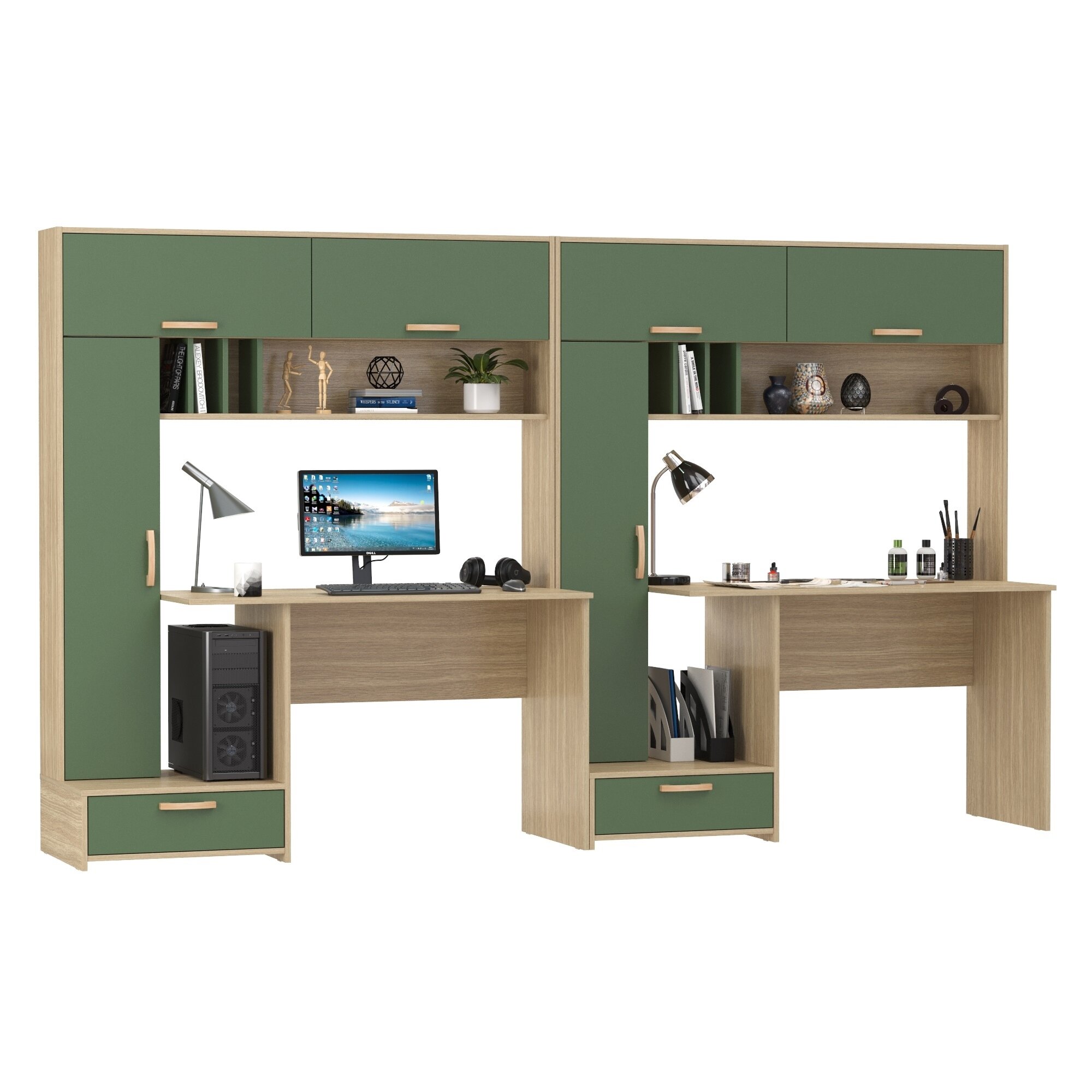 Компьютерные столы Mobi Лайт 03.243Н для работы и учёбы цвет плэйн/дымчатый зелёный