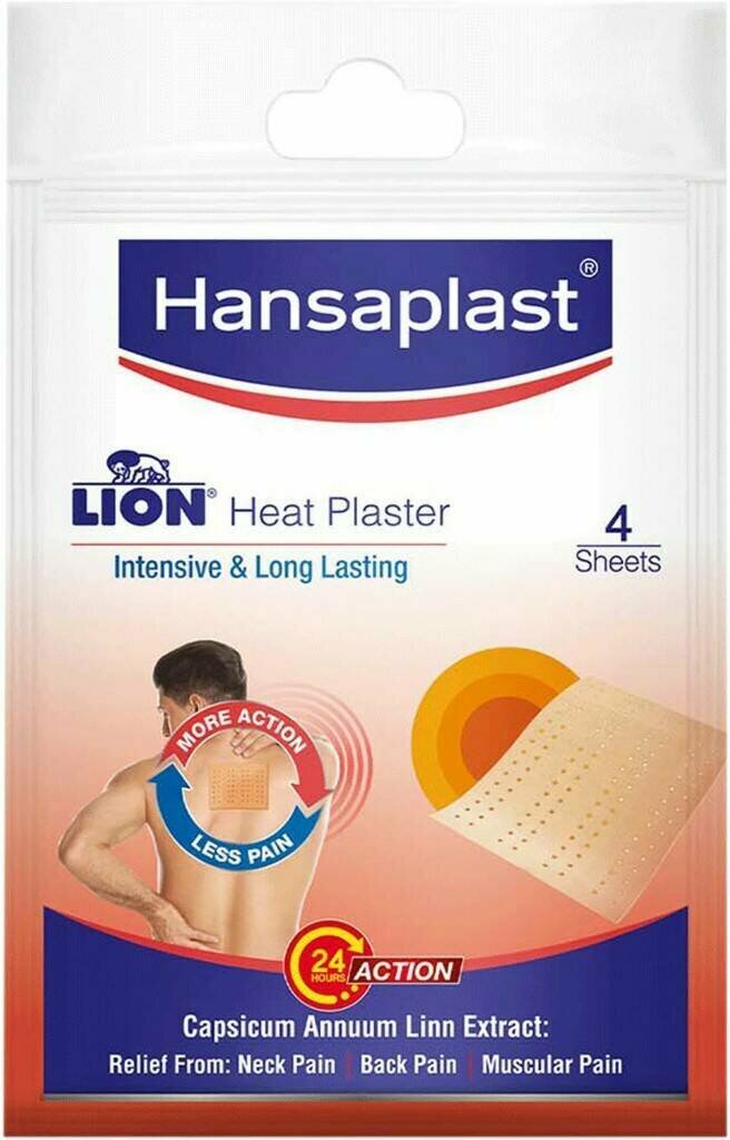 Hansaplast HEAT PLASTER Intensive & Long Lasting, Lion (Хансапласт - пластырь обезболивающий согревающий, Лион), 1 уп. (4 листа)