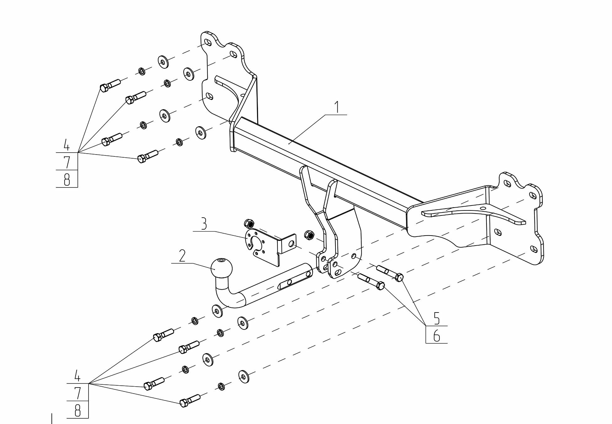 Фаркоп Avtos на Audi Q7 2015- (паспорт и сертификат в комплекте)(без электрики)AU 07