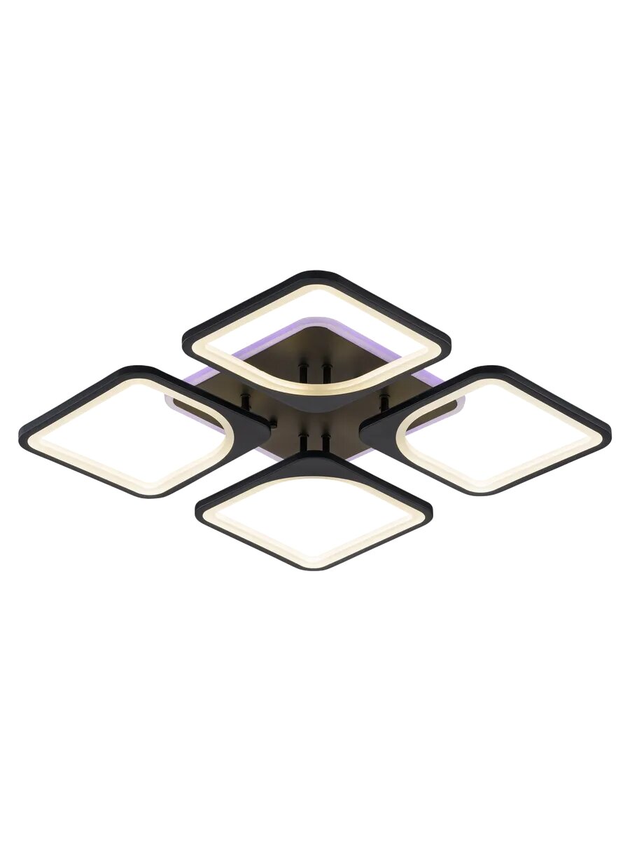 Люстра newrgy lighting 3011/4 BK+RGB, черный, цоколь LED, 172 Вт, свет теплый белый, холодный белый, нейтральный белый, для кухни