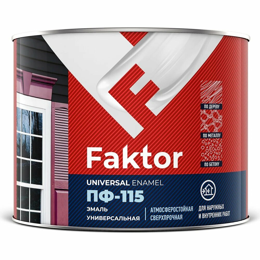 Универсальная эмаль ПФ-115 ярославские краски FAKTOR черная, банка 1,9 кг, окрашивания