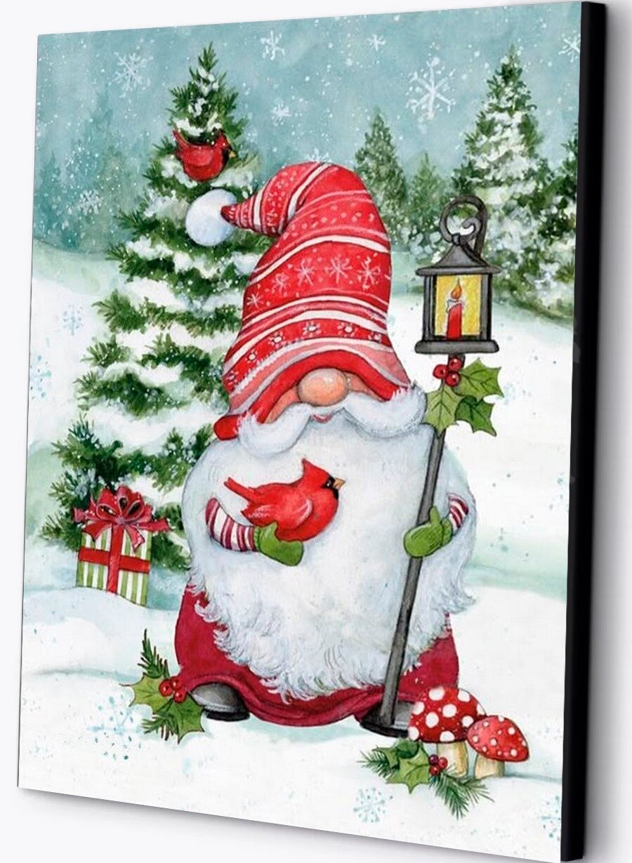 Картина по номерам "Рождественский гном" 40х50 см, хлопковый холст на подрамнике, акрил, Hobby Home