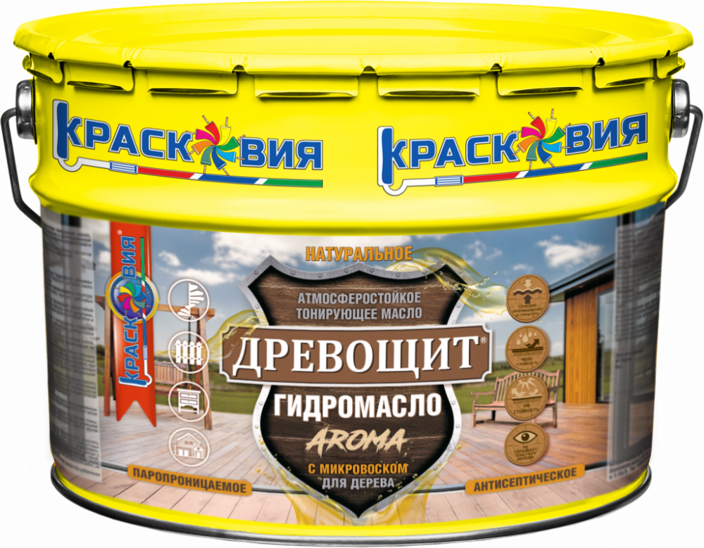 Масло с Микровоском Красковия Древощит Гидромасло «Aroma» 10л Береза, Атмосферостойкое для Декоративной Отделки Древесины.