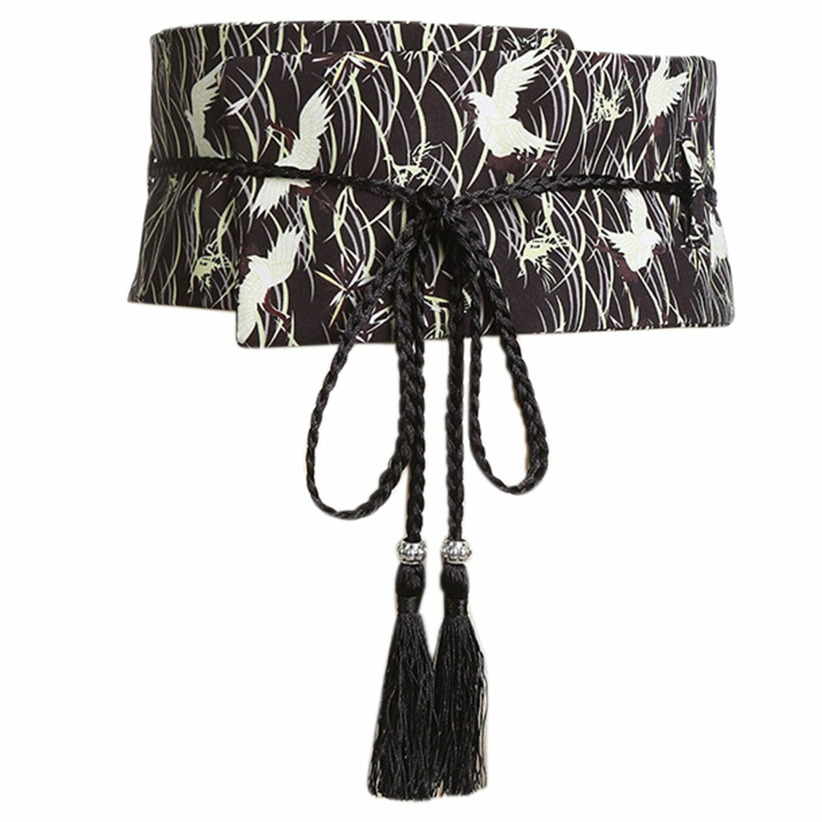 (Цельнокроеное изделие) с вышитым бантом в стиле ретро на широкой талии-черный