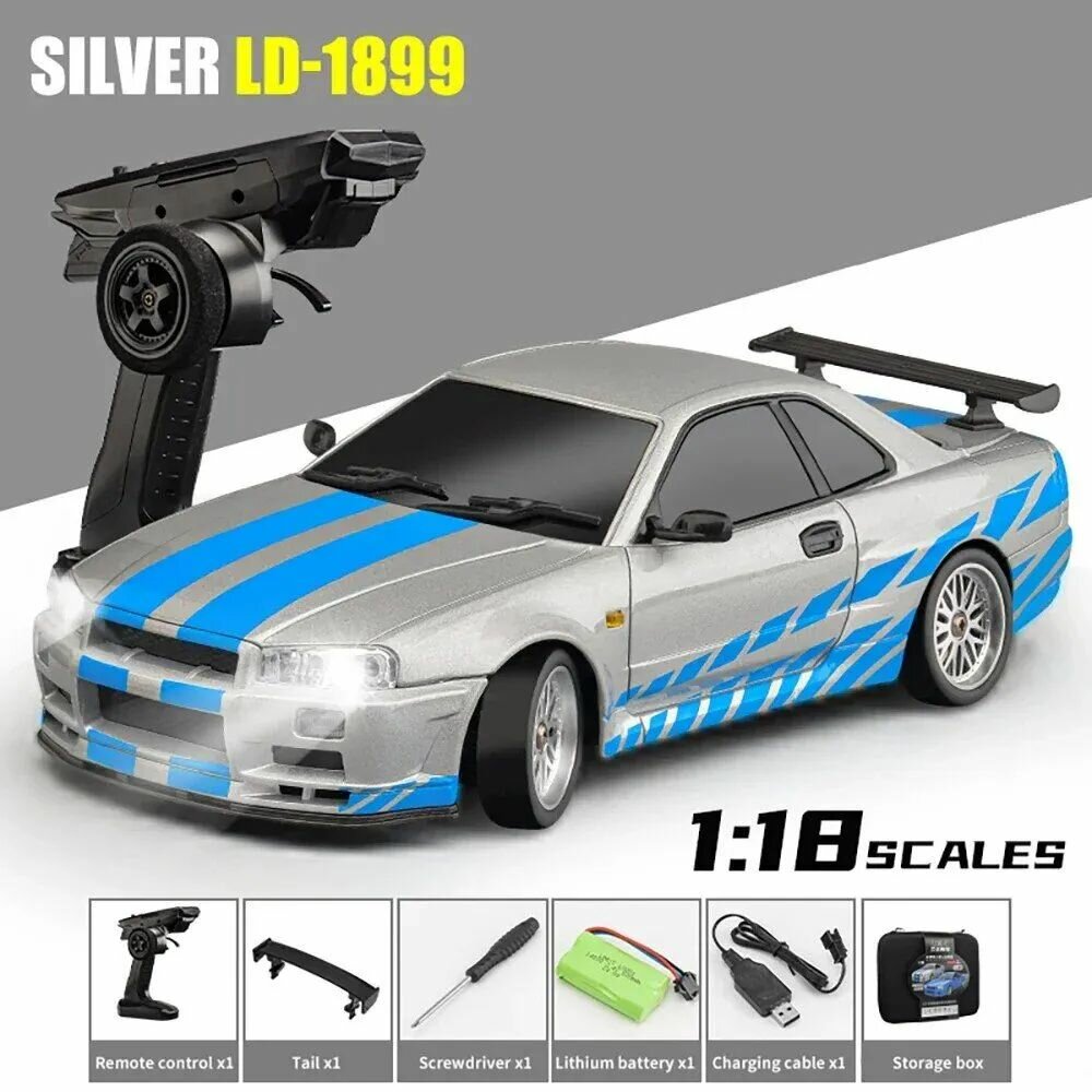LDR/C LD1899 1/18 Модель дрифт-кара RC с гироскопом, 2.4GHz RWD, с кузовом из сплава для гонок на дороге