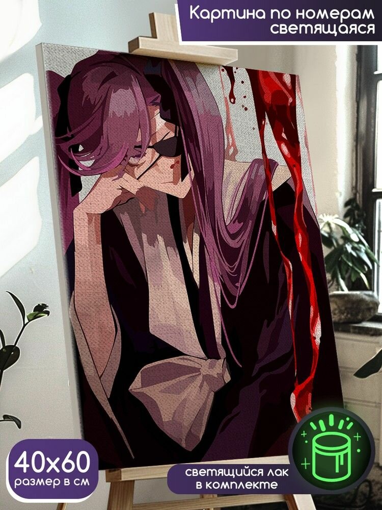 Картина по номерам со светящейся краской аниме блич (bleach, ичиго, рукия, орихиме) - 1852 60х40