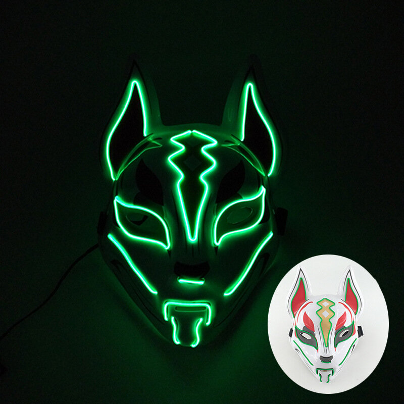 Маска "Небесная лиса", светодиодная, монохромная, темно-зеленая