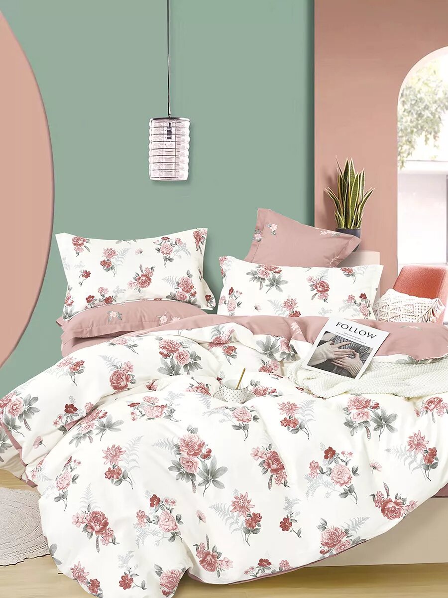 Постельное белье евро 4 наволочки хлопок Twill